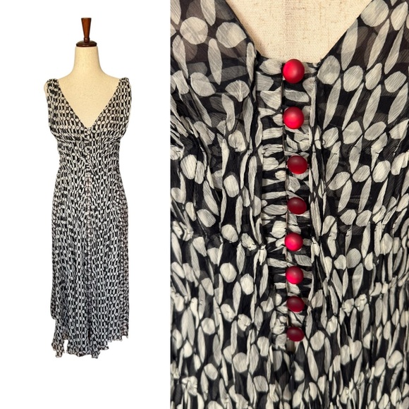 Tuleh | Dresses | Vintage Y2k Tuleh Silk Chiffon Print Dress 3s Draping ...